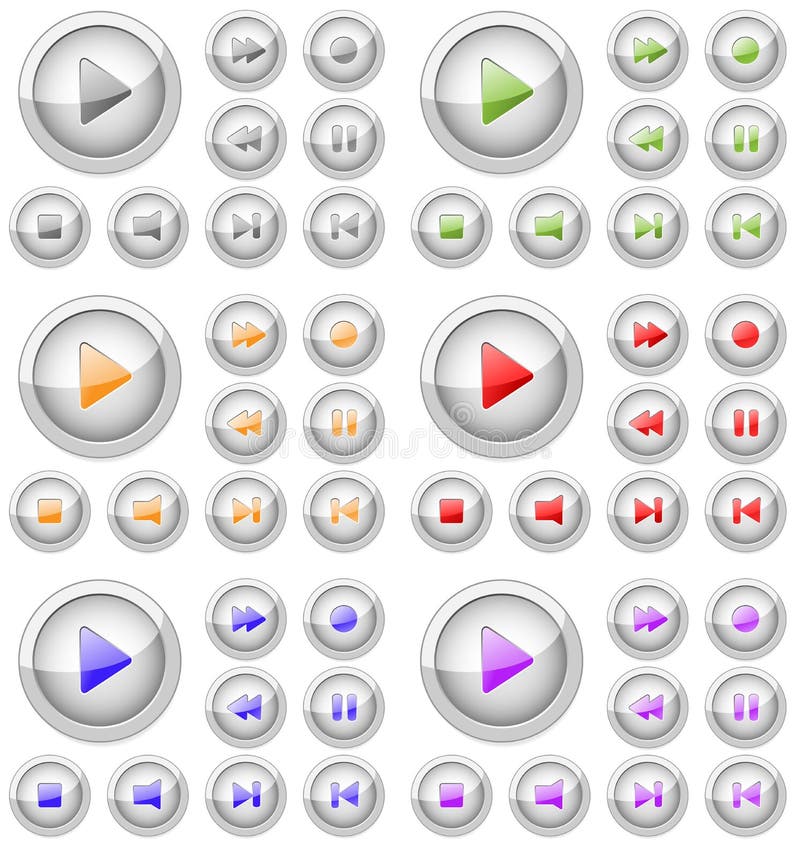 Media Player Buttons Blue Interface Template Vector Illustration Design ...