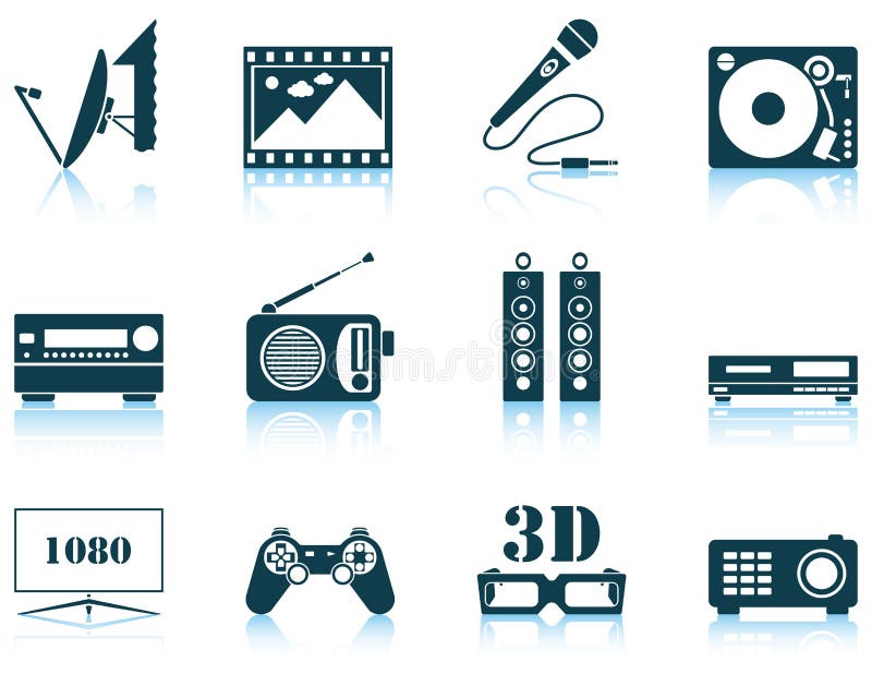 Set of multimedia icon stock illustration. Illustration of dish - 54115481