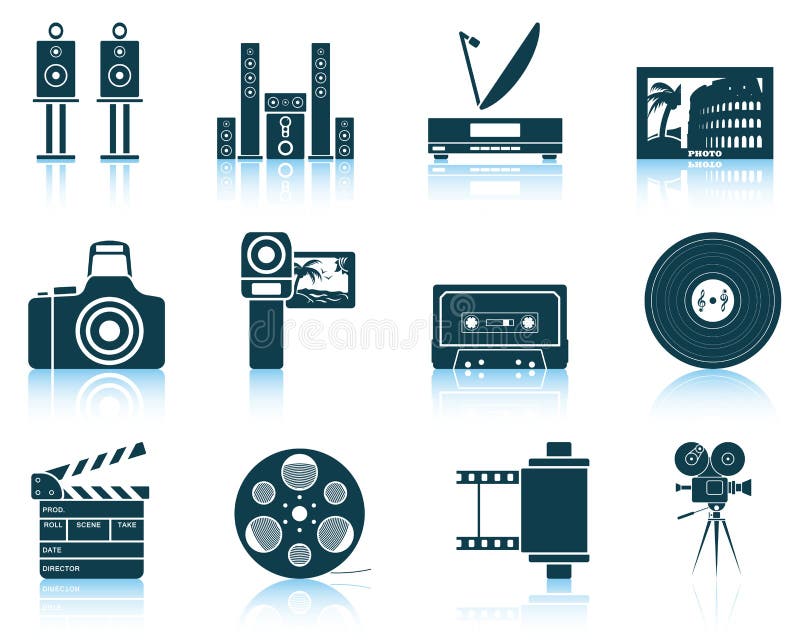 Set of multimedia icons stock illustration. Illustration of camera ...