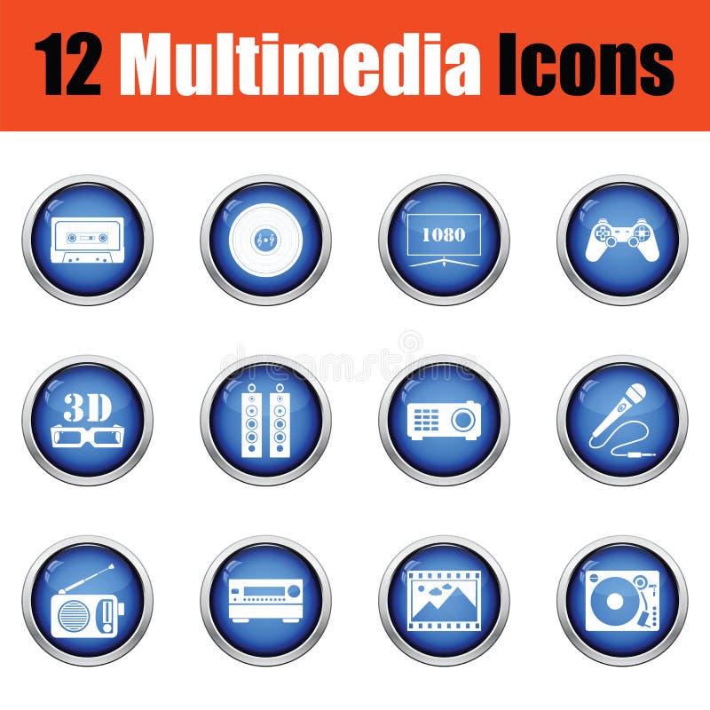 Set of multimedia icons. stock vector. Illustration of projector - 77160715