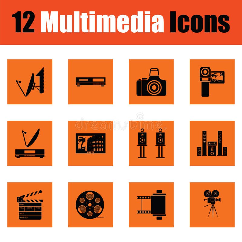 Set of multimedia icons stock vector. Illustration of sound - 94375565