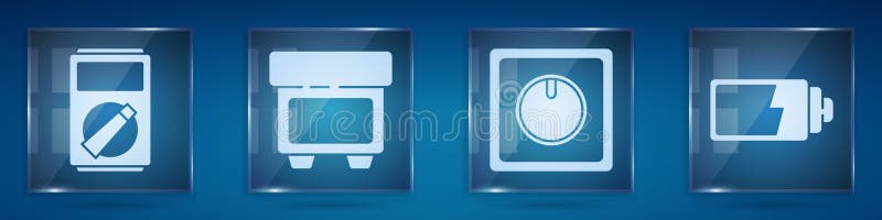 Set Multimeter, Fuse, Electric Light Switch and Battery Charge Level ...