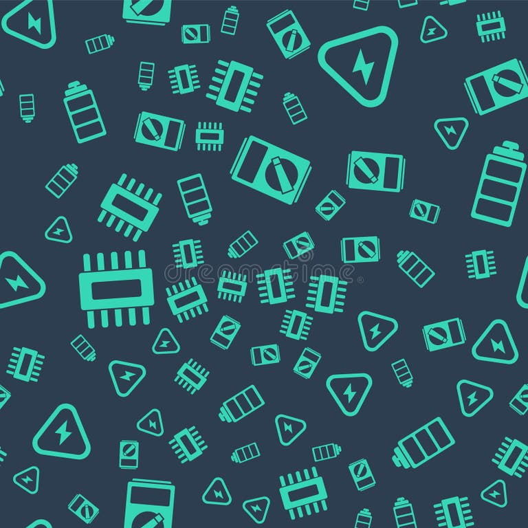 Set Multimeter, High Voltage, Processor with Microcircuits CPU and Battery Charge Level ...