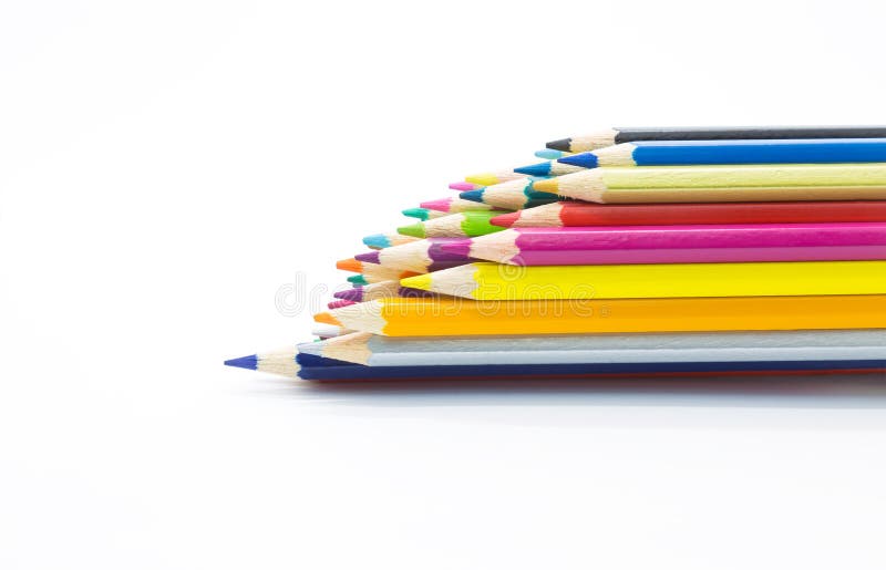 Set of Multiple Color Pencils on White Background Stock Image - Image ...