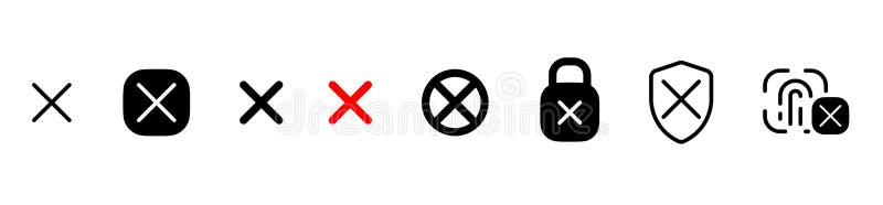 Set of Multiple Cross Line Shapes, Wrong Symbol, Thin Line Design Stock ...