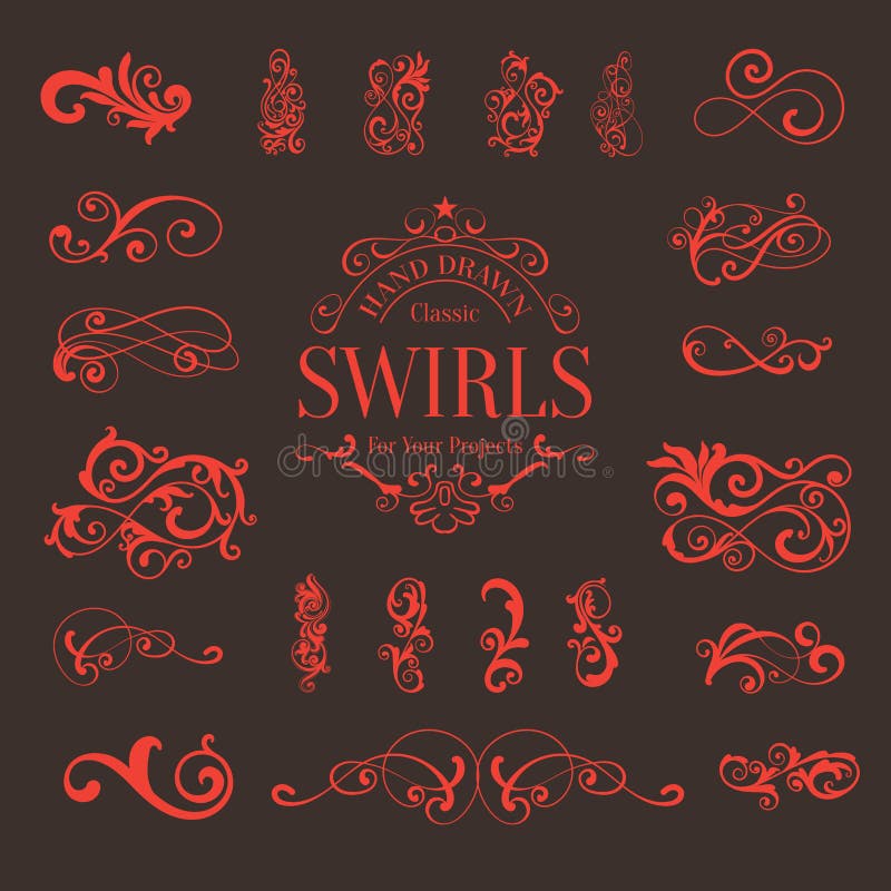 Set of Multiple Different Classic Swirls Stock Vector - Illustration of ...