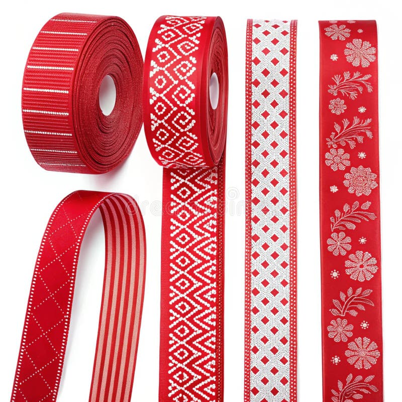 Set of Multiple Different Red Ribbons Stock Illustration - Illustration ...