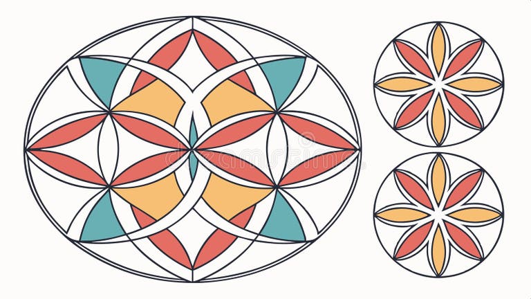 Set of Multiple Geometric Floral Mandala Patterns in Different Colors ...