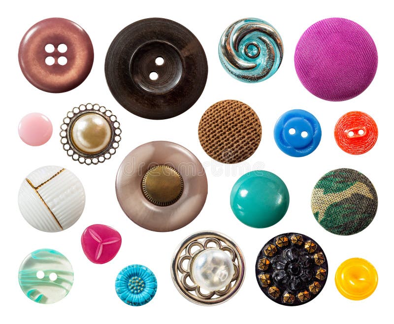 Set of a Multiple Old Sew-through Cloth Buttons Isolated Stock Image ...