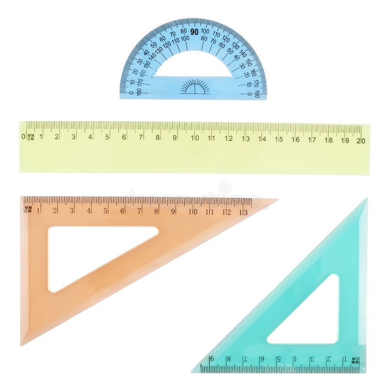 Old Plastic Rulers Isolated on White Background Stock Image - Image of ...