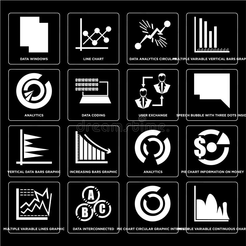 Set Of Multiple Variable Continuous Chart Analytics Data Interconnected Lines Graphic Line