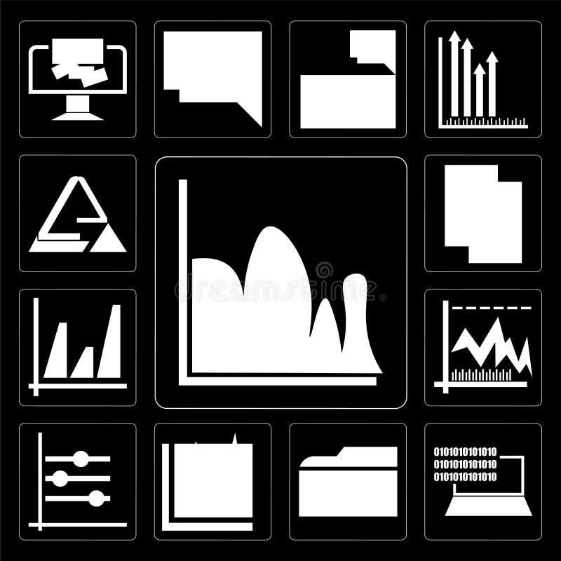 Set of Multiple Variable Continuous Chart, Data Coding, Folder Connected Circuit, Analytics, Box ...