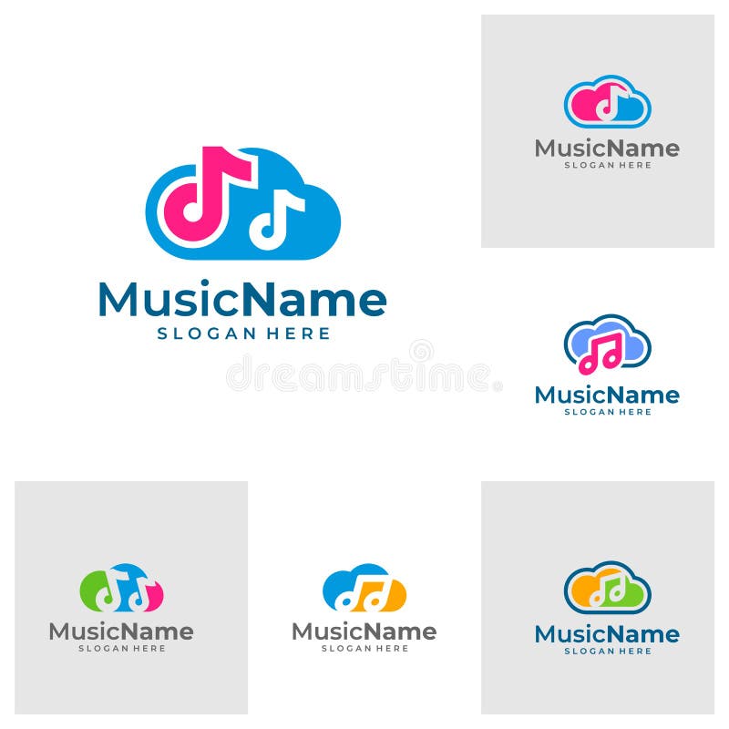 Set of Music Cloud Logo Vector Icon Illustration. Music Logo Design ...