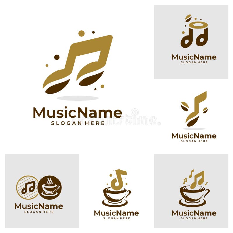 Set of Music Coffee Logo Vector Icon Illustration. Coffee Music Logo ...