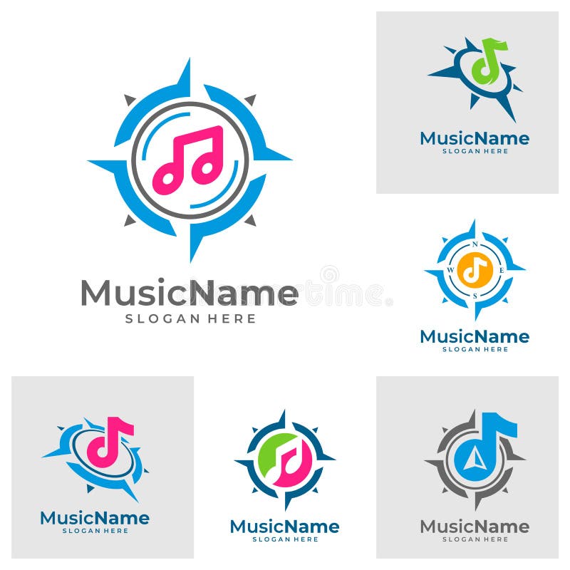 Set of Music Compass Logo Vector Icon Illustration. Compass Music Logo ...