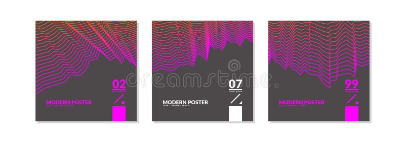 A Set of Music Covers with Abstract Elements in a Flat Style. Template ...