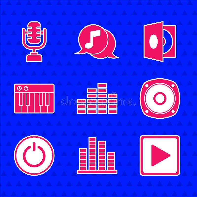 Set Music Equalizer, Play in Square, Stereo Speaker, Power Button ...