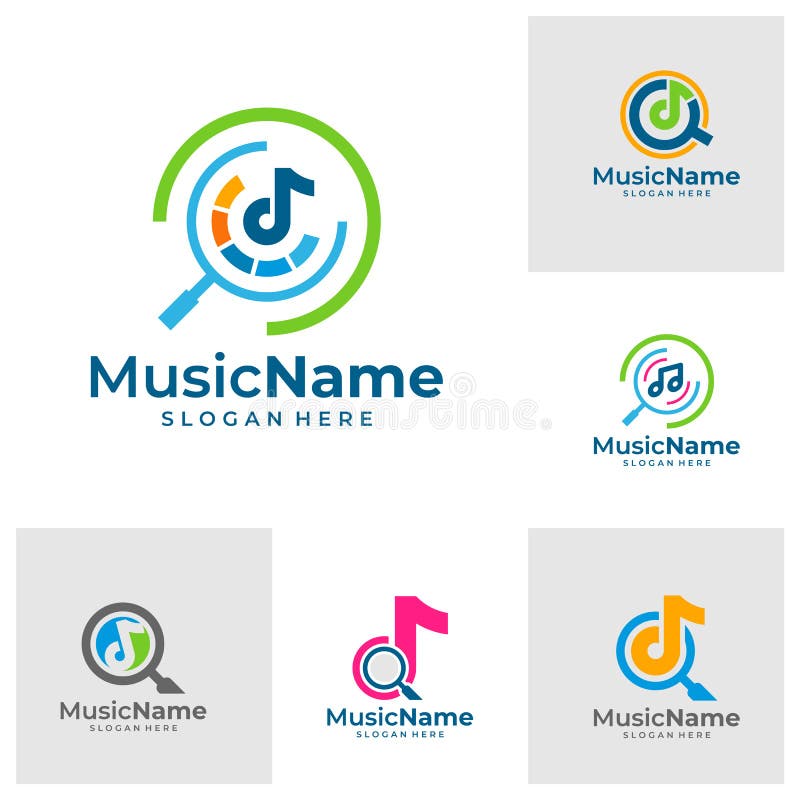 Set of Music Find Logo Vector Icon Illustration. Find Music Logo Design ...