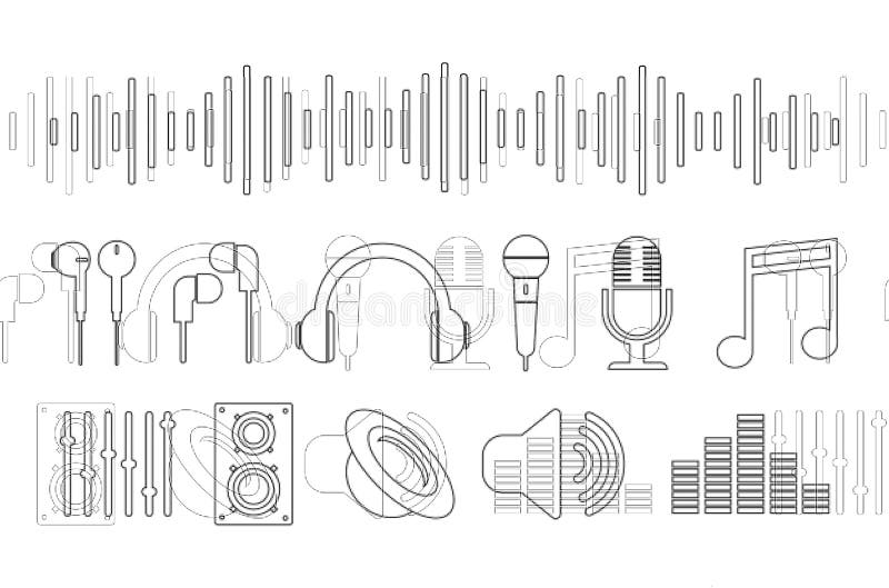 Set of Music Icons. Contour Icons Stock Illustration - Illustration of ...