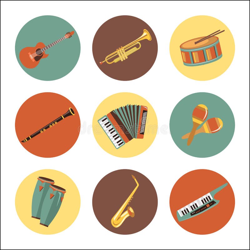 Set of Music Instruments Icons. Flat Style Design Stock Vector ...