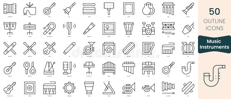 Set of Music Instruments Icons. Thin Linear Style Icons Pack Stock ...