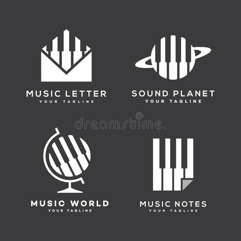 Music logos set stock vector. Illustration of keyboard - 111294491