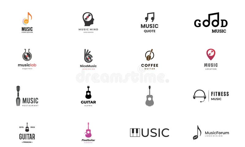 Set of Music Logos Collection Template Stock Vector - Illustration of ...