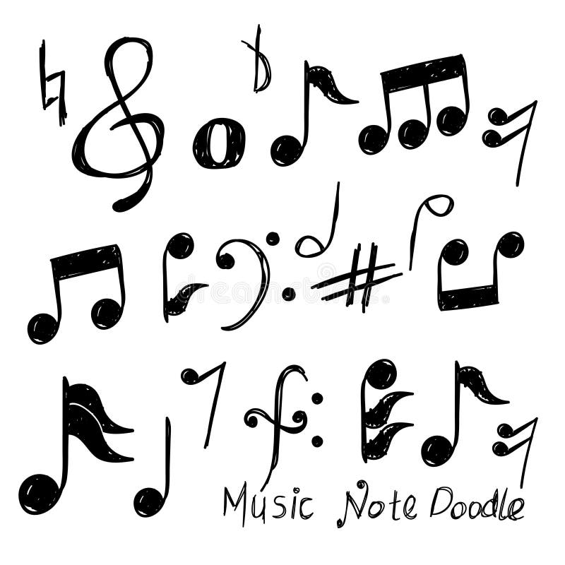 Set of Music Note Doodle Vector Template Stock Illustration ...