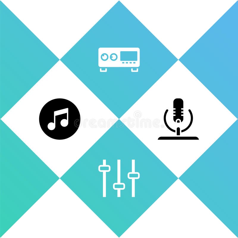 Set Music Note, Tone, Equalizer, Guitar Amplifier and Microphone Icon ... Set Music Note, Tone, Equalizer, Guitar Amplifier and Microphone Icon ...