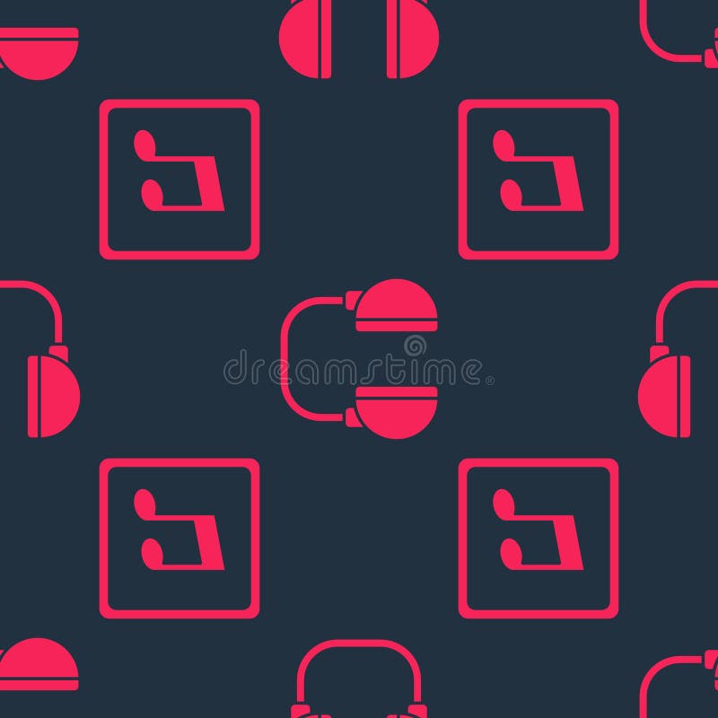 Set Music Note, Tone and Headphones on Seamless Pattern. Vector Stock ...