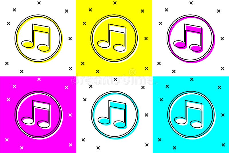 Set Music Note, Tone Icon Isolated on Color Background. Vector Stock ...