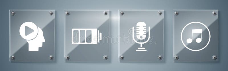 Set Music Note, Tone, Microphone, Battery Charge Level Indicator and ...