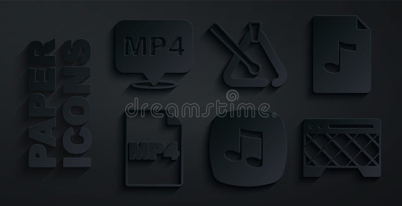 Set Music Note, Tone, MP3 File Document, MP4, Guitar Amplifier ...