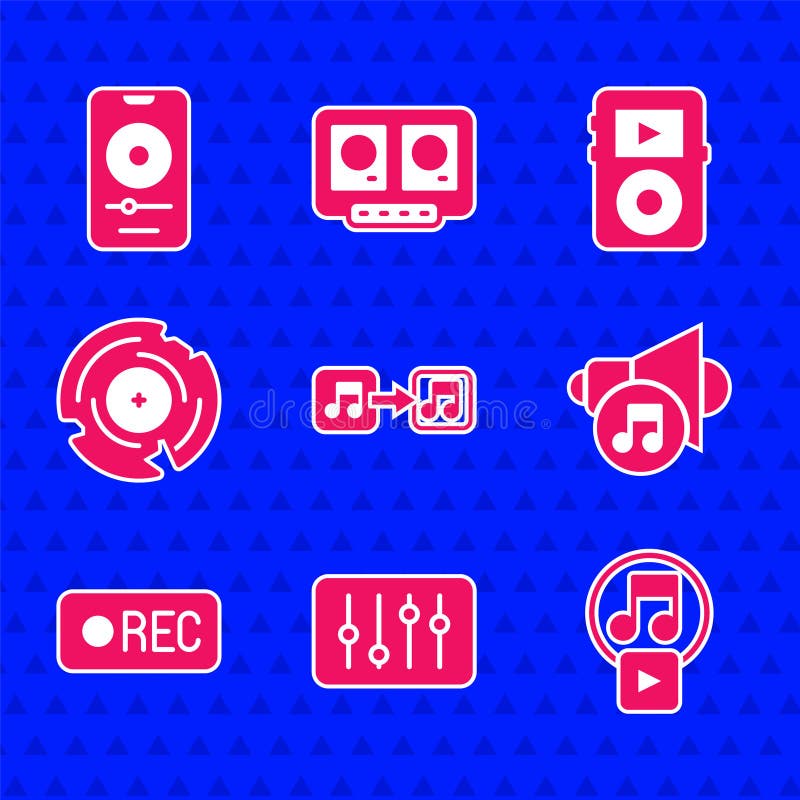 Set Music Note, Tone, Sound Mixer Controller, Play in Square, Speaker ...