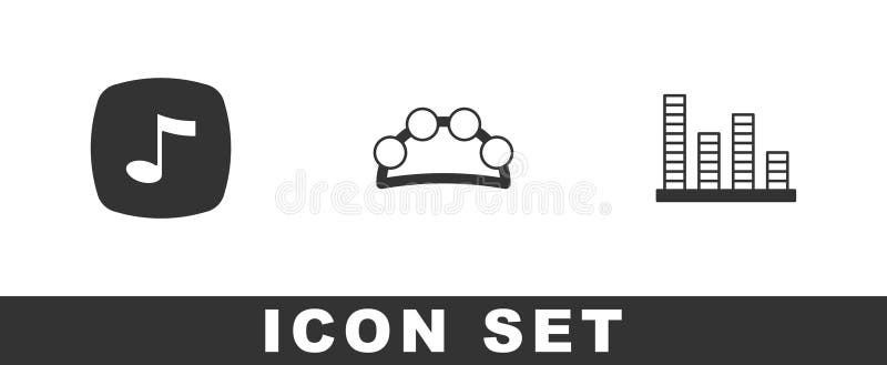 Set Music Note, Tone, Tambourine and Equalizer Icon. Vector Stock ...