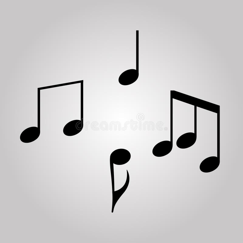 Set of Music Notes on a Grey Background. Vector Stock Vector ...