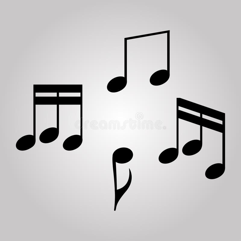Set of Music Notes on the Grey Background Stock Vector - Illustration ...
