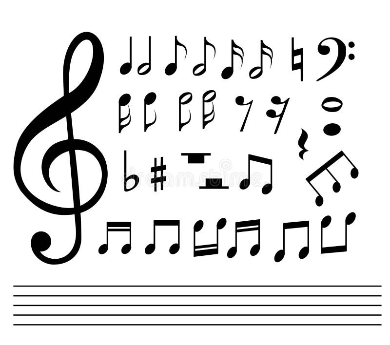Set of music notes vector stock illustration. Illustration of clip ...