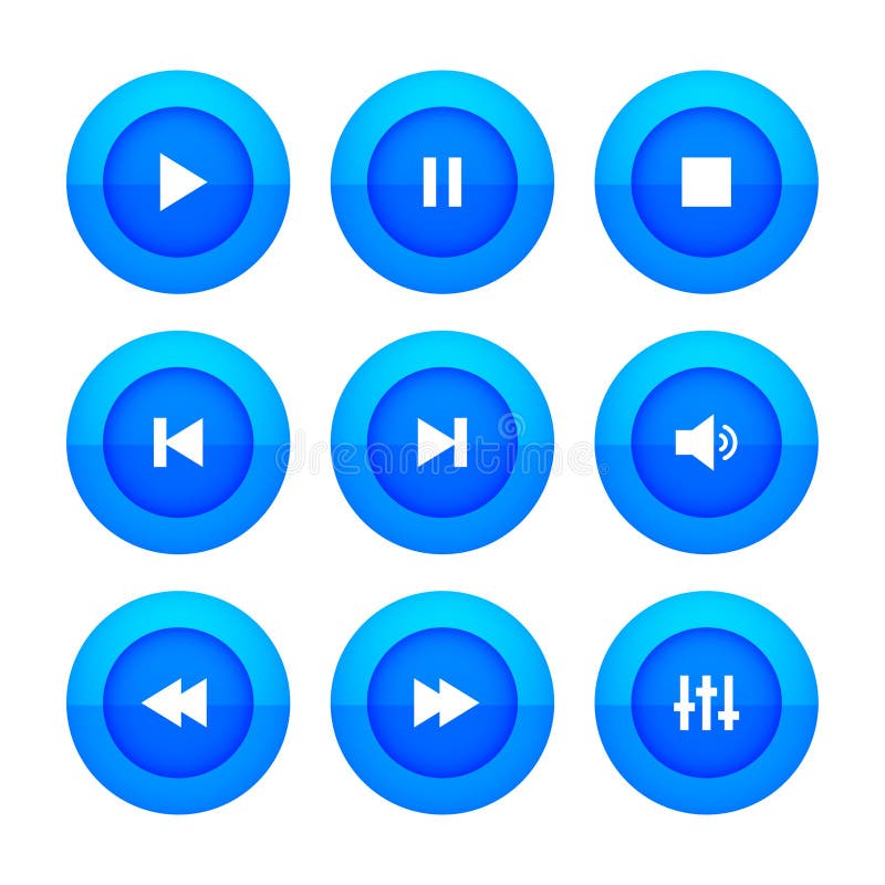 Set of Music Player Button Icon Design Stock Vector - Illustration of ...
