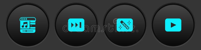Set Music Player, Fast Forward, Photo Retouching and Play Button Icon ...