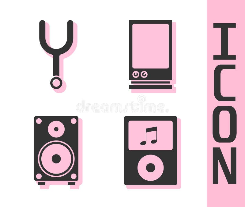 Set Music Player, Musical Tuning Fork, Stereo Speaker and Voice ...