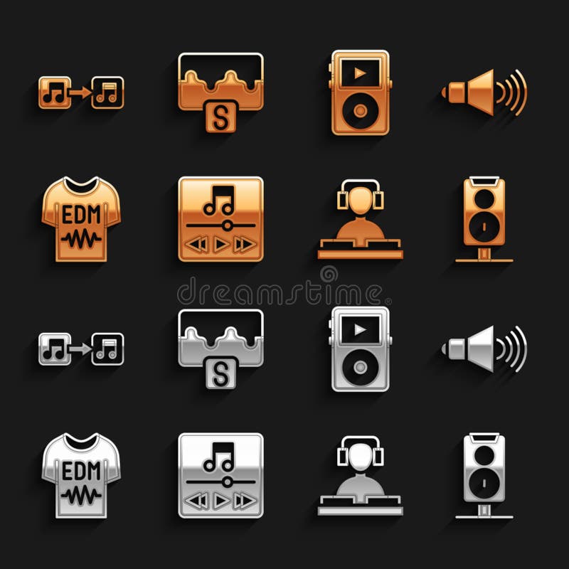 Set Music Player, Speaker Volume, Stereo Speaker, DJ Playing Music, T ...