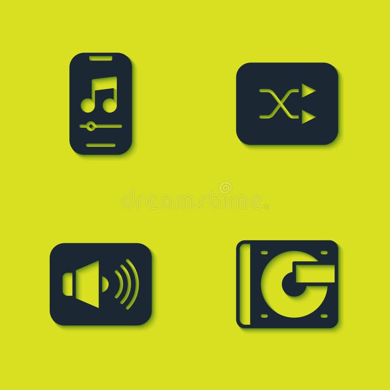 Set Music Player, Vinyl with Vinyl Disk, Speaker Volume and Arrow ...