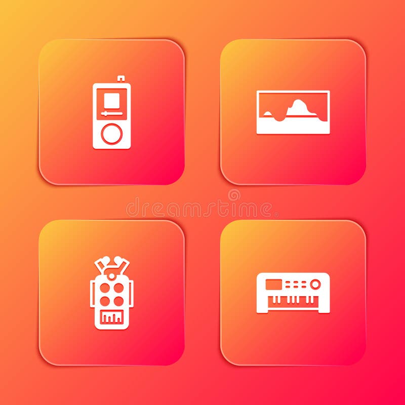 Set Music Player, Wave Equalizer, Microphone and Synthesizer Icon ...