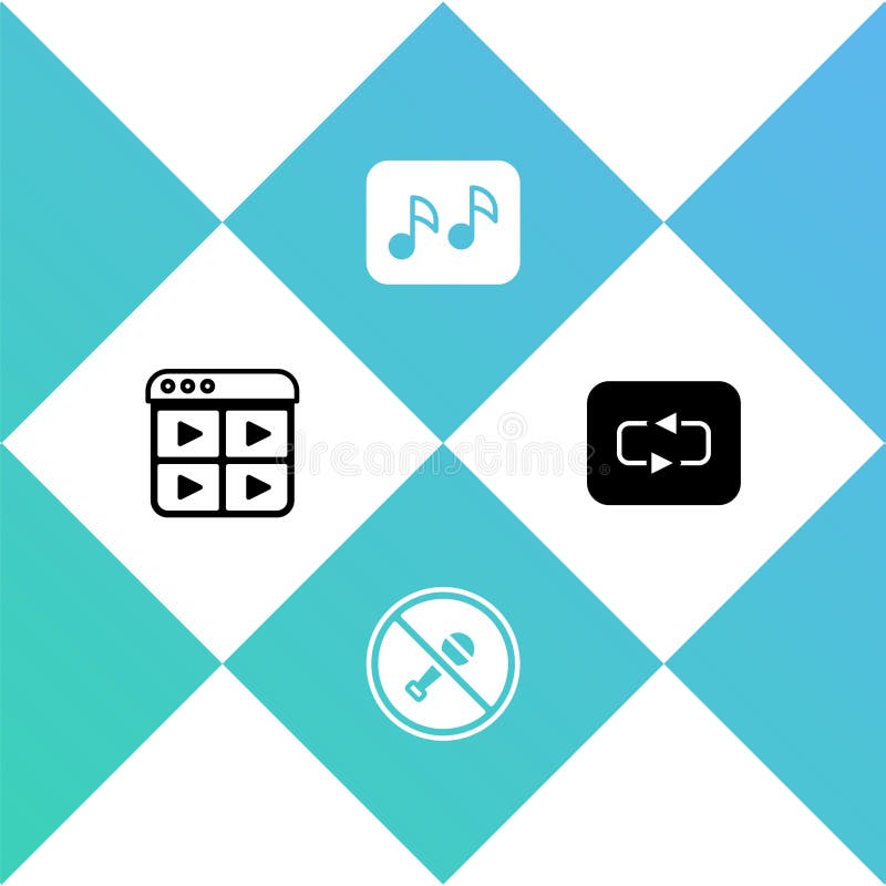 Set Music Playlist, Mute Microphone, Note, Tone and Repeat Button Icon ...