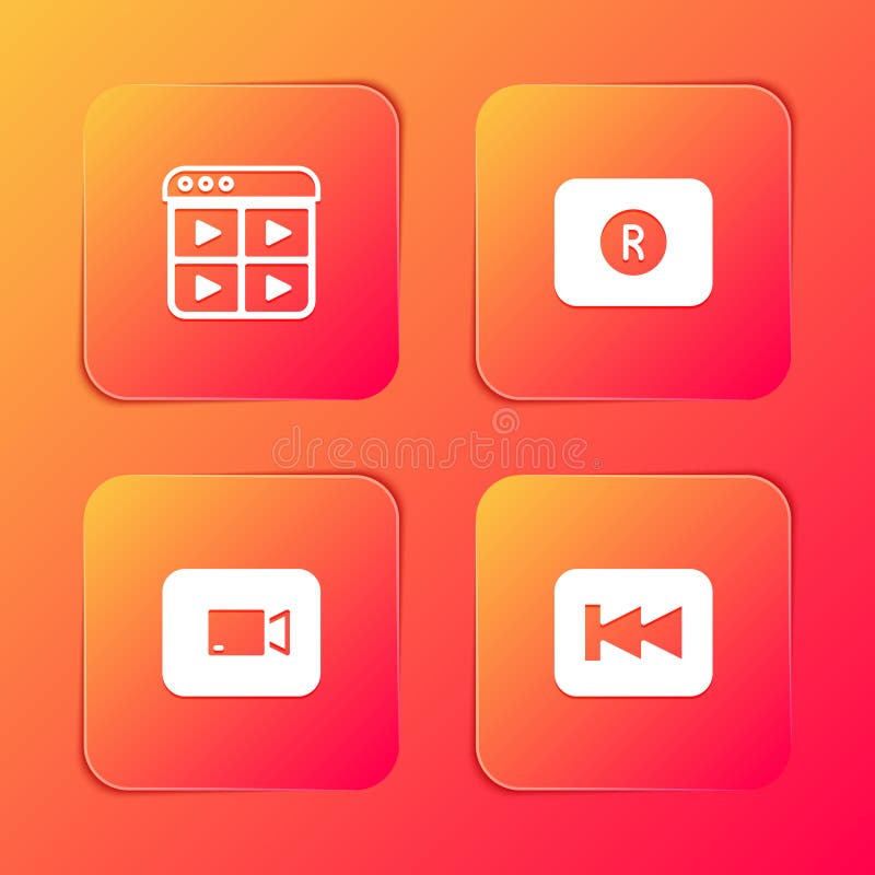 Set Music Playlist, Record Button, Play Video and Rewind Icon. Vector ...
