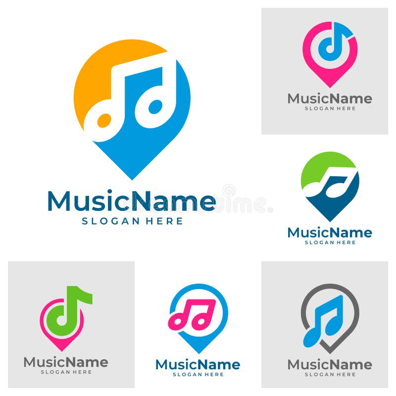 Set of Music Point Logo Vector Icon Illustration. Point Music Logo ...