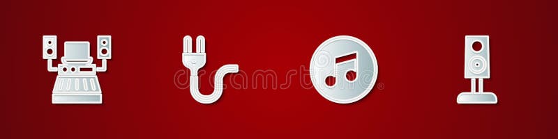 Set Music Recording Studio, Electric Plug, Note, Tone and Stereo ...