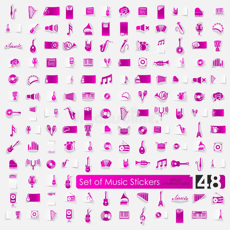 Set of music stickers stock vector. Illustration of clef - 57719544