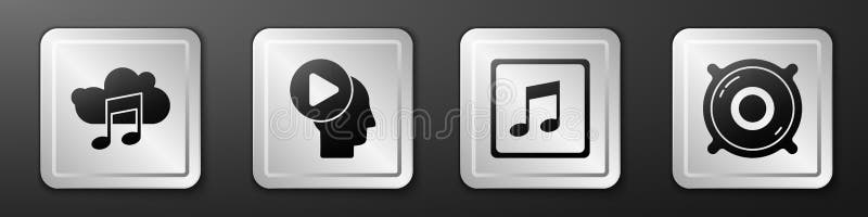 Set Music Streaming Service, Head People with Play Button, Music Note ...